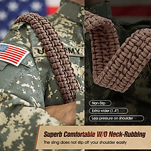 VVAAGG Two-Point Gun Sling with Swivels, Non-Slip Paracord Rifle Sling with Quick Adjustable Length Rifle Strap
