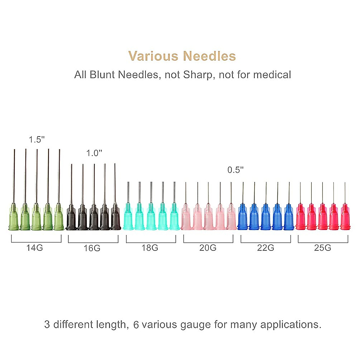 BSTEAN 30 Pack - 1ml, 3ml, 5ml,10ml, 20ml Syringes with 14ga, 16ga,18ga, 20ga, 22ga and 25ga Blunt Tip Needles and Caps for Refilling and Measuring Liquids, Oil or Glue Applicator
