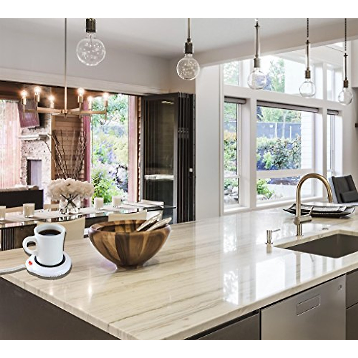 Home-X Mug Warmer, Desktop Heated Coffee & Tea - Candle & Wax Warmer (White)