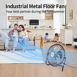 9 Inch Floor Fan, 3 Speed Stainless Steel Industrial Fan, High Velocity Floor Fan with 360 Adjustable Tilt, Portable Quiet Table Fan for Home Bedroom Living Room Office,Black