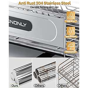 LIONONLY Dish Drying Rack, Dish Racks for Kitchen Counter, 304 Stainless Steel Dish Drainer Drainboard Set with Smart Drainage, 360° Adjustable Spout, Utensil Holder and Cup Holder,Black