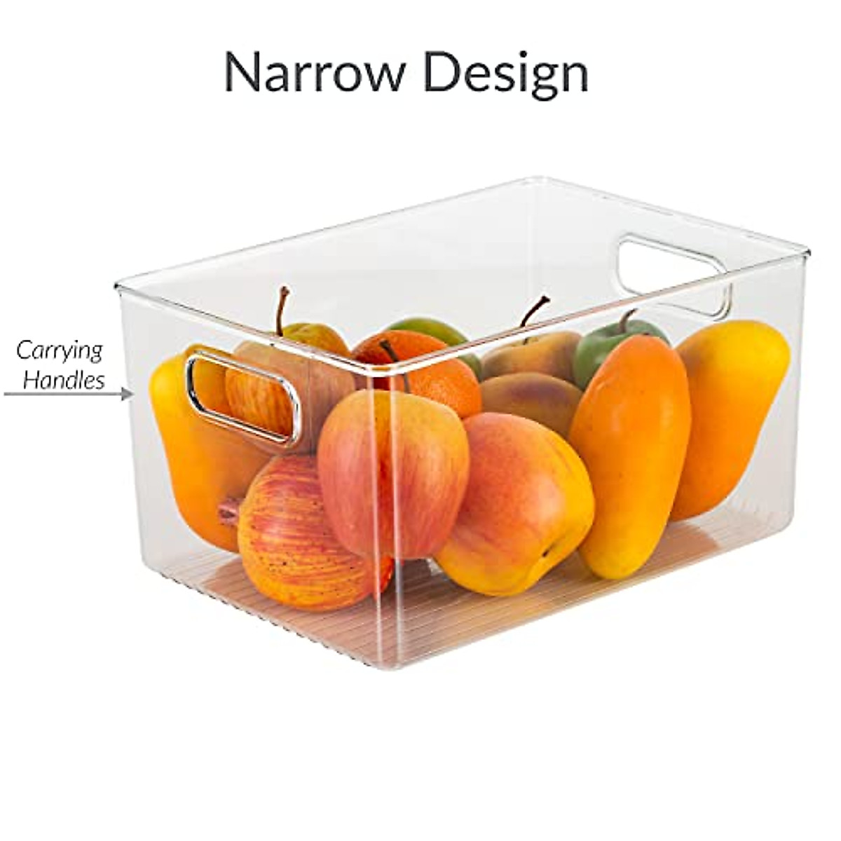 Simplify Large Bin | Multi-Purpose | Cabinet & Refrigerator Storage | Bathroom | Office | Carrying Handles | Transparent Clear Vertical Stripe Organizer