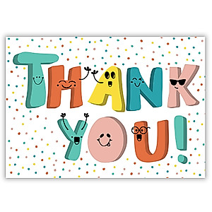 Doodle Me Happy Kids Thank You Postcards - 25 Card Set - Fun, Easy, Cute Thank You Notes For Boys and Girls
