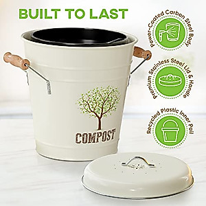 Third Rock Compost Bin Kitchen – 1.0 Gallon Countertop Compost Bin with Lid – Kitchen Compost Bin Countertop – Indoor Compost Bin Kitchen Counter Includes Inner Compost Bucket Liner - Indoor Composter