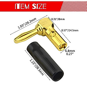 WMYCONGCONG 8 PCS 90 Degree Speaker Banana Plugs Right Angle Screw Type Banana Plug Audio Jack Connectors