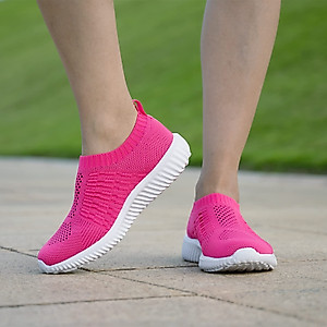 TIOSEBON Women's Athletic Slip On Walking Tennis Shoes Casual Mesh-Comfortable Work Workout Running Sneakers 5 US Rosy