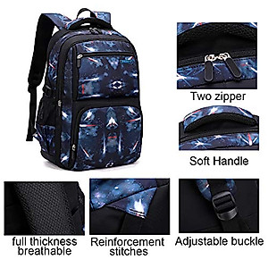 JiaYou Space Pattern Galaxy Backpack Boys Primary Junior Middle School Daypack Men High Middle School Laptop Bag(Black Star,Backpack Only)