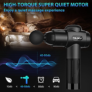 TOLOCO Massage Gun, Father Day Gifts, Deep Tissue Back Massage for Athletes for Pain Relief, Percussion Massager with 10 Massages Heads & Silent Brushless Motor, Relax Gifts for Dad/Mom, Black