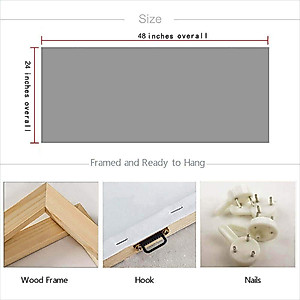 Arjun Blue Abstract Wall Art Canvas Teal Ocean Sailboat Picture Modern Turquoise Coastal Nautical Painting Large 48"x24" Framed Textured Artwork for Living Room Bedroom Bathroom Home Office Wall Decor