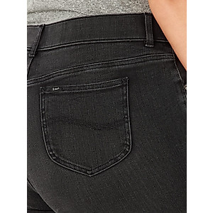 Lee Women's Size Ultra Lux Mid-Rise Slim Fit Straight Leg Jean, Black, 24 Plus