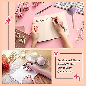 HAOSTANDO 8 Pcs Rose Gold Ballpoint Pen Set Glitter Metal Crystal Diamond Pen Cute Girly Pen Black Ink Pens Gift Pens for Women