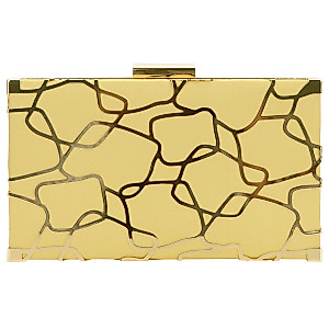 Fawziya Evening Purse Satin Geometric Metal Hollow Oversized Clutch Bags For Women Clutchess-Gold