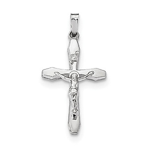 Sonia Jewels 14k White Gold INRI Cross Pendant Crucifix Charm - 32mm x 17mm