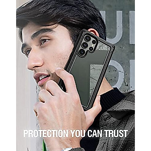 Poetic Guardian Samsung Galaxy S23 Ultra 5G 6.8" Case - 20 FT Drop Tested, Built-in Screen Protector, Rugged Shockproof, Black/Clear