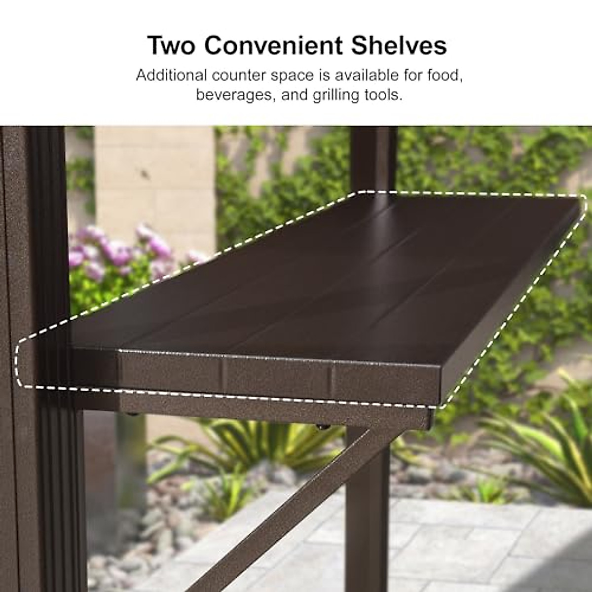 PURPLE LEAF Hardtop Grill Gazebo 6' X 8' for Patio Permanent Metal Roof Barbeque Gazebo with 2 Side Shelves Aluminum Garden Outside Sun Shade Outdoor BBQ Canopy with 12 Led Multicolor String Lights