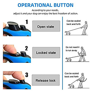 Retractable Dog Leash for Medium - Small Dogs and Cats 16.5FT Tangle Free, Heavy Duty Walking Leash with Anti Slip Handle, Pause and Lock Strong Nylon Tape, Store Dog Leash Retractable(Blue)