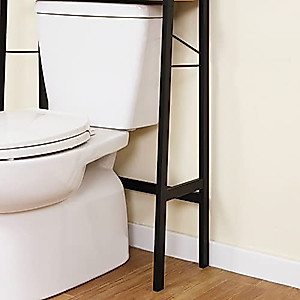 usikey Over The Toilet Storage Rack, 3-Tier Bathroom Shelf Over The Toilet, Multifunctional Toilet Storage Rack, Freestanding Above Toilet Stand with Metal Frame for Bathroom, Rustic Brown & Black