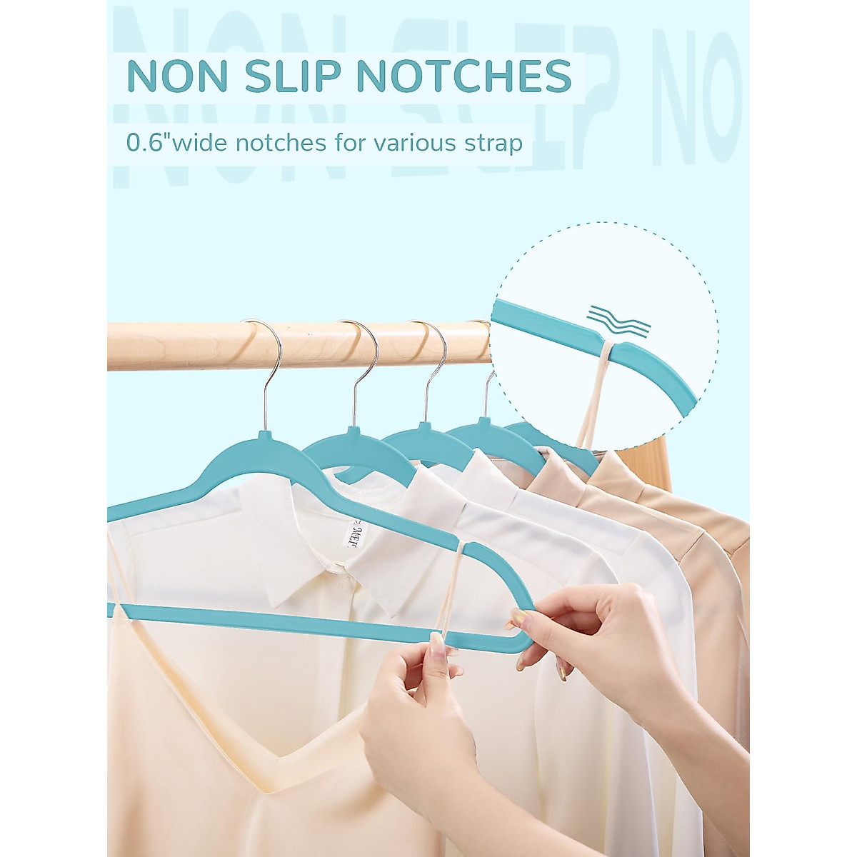 HOUSE DAY 20 Pack Plastic Hangers, Aqua Hangers Extra Wide Hangers with 360 Swivel Hook, Space Saving Hangers for Shirts, Pants, Heavy Duty Hangers for Coat, Suit