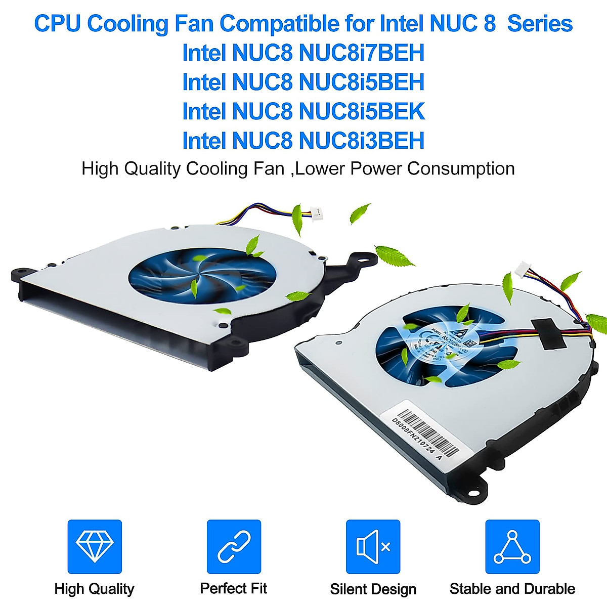 ARLBA New Replacement CPU Cooling Fan for Intel NUC NUC8 NUC8i3BEH NUC8i5BEH NUC8i5bek NUC8i7BEH NUC8 I3/I5/I7 Mini Host BSC0805HA-00 BAZB0808R5H P004 5V 0.6A Fan w/Thermal Paste & Spatula