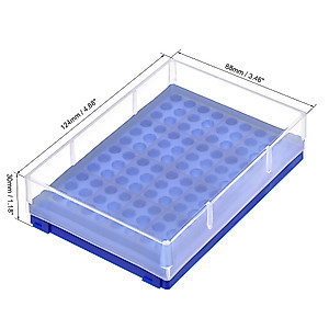 uxcell Centrifuge Tube Rack Storage Box, 96-Well 5.5mm Hole Dia Polypropylene Holder for 0.2ml Microcentrifuge Tubes Vials Samples, Blue Yellow Red 3in1 Set