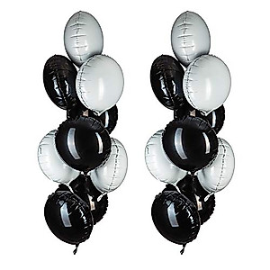 18" Black and White Round-Shaped Foil Balloons Mylar Helium Balloons for Wedding Baby Shower Birthday Party Decorations, Pack of 20