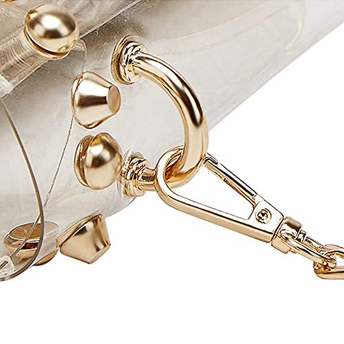 YYW 2 in 1 Clear Purses for Women Clear Clutch Purse, Clear Studded Crossbody Bag Stadium Approved, with Straw Purse (Black)