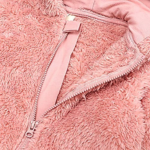 Lamgool Newborn Baby Fleece Jumpsuit Hooded Bear Ears Footies Unisex Girls Boys Romper Snowsuit for Fall Winter 0-3M