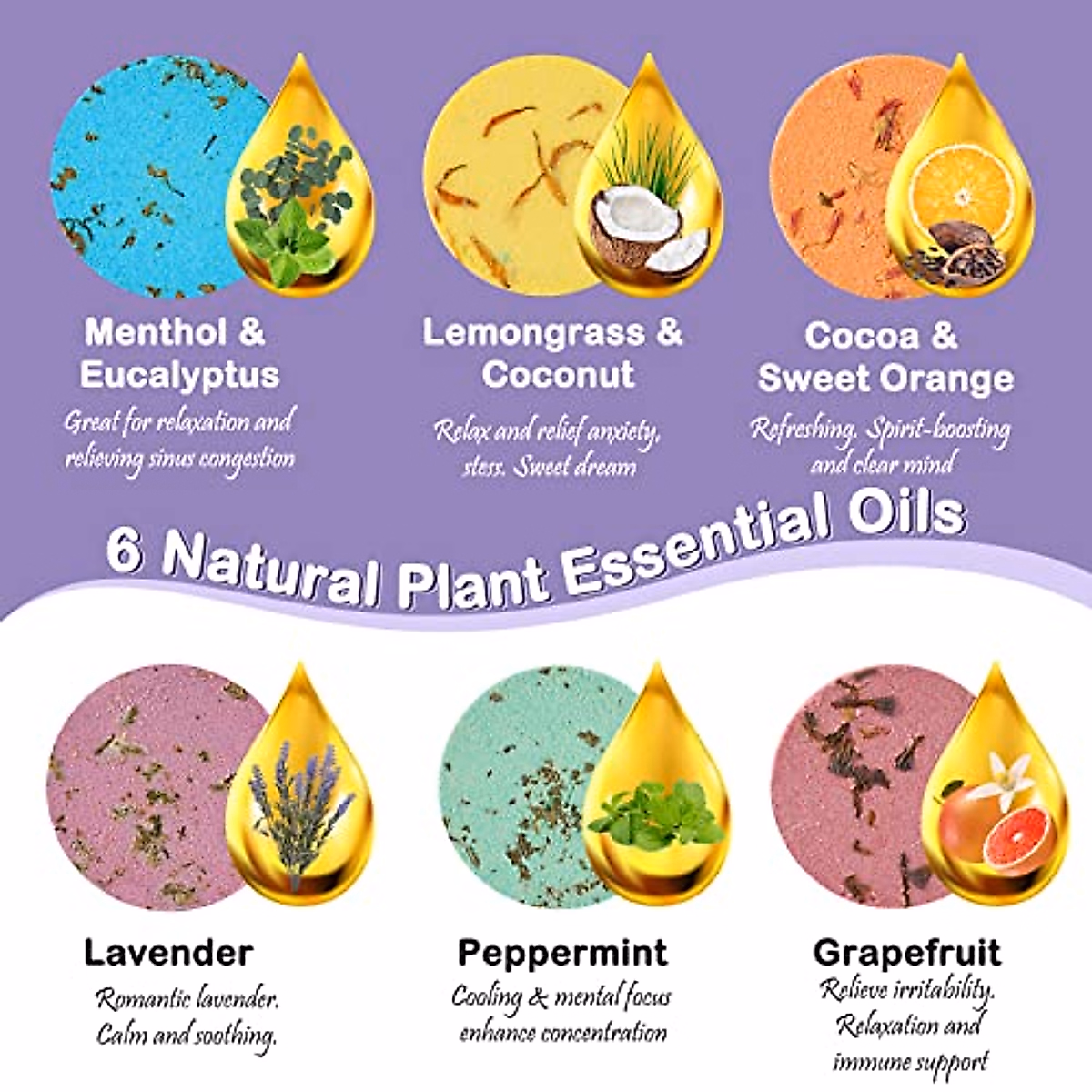 Shower Steamers Aromatherapy Shower Bombs Christmas Self Care Relaxation Gifts for Women and Men Includes Eucalyptus for Shower -XL 6packs