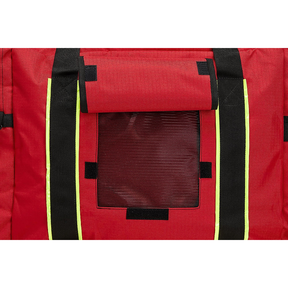 LINE2design Firefighter Gear Bag, Turnout Jumbo Fire Bag with Reflective Trim, Padded Shoulder Strap and Maltese Cross Logo Red Bag