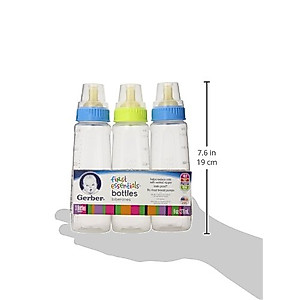 Gerber First Essential Clear View Plastic Nurser With Latex Nipple, BPA Free, Colors may vary, 3 Pack
