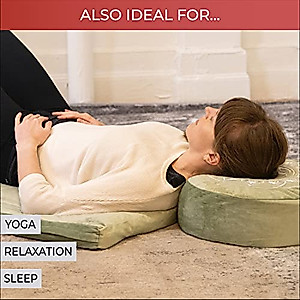 Florensi Meditation Cushion - Comfortable Floor Pillow - Traditional Tibetan Meditation Pillow with Beautiful Velvet Cover - Large Floor Cushion Seating for Adults - Premium Yoga Buckwheat Bolster