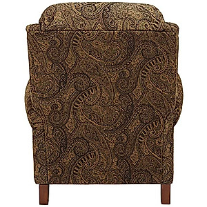 Kensington Hill Beaumont Warm Brown Paisley Patterned Recliner Chair Traditional Armchair Comfortable Push Manual Reclining Footrest Adjustable for Bedroom Living Room Reading Home Relax Office