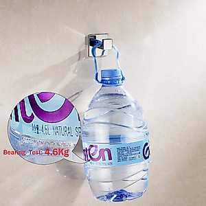 Flybath Square Coat Hook SUS 304 Stainless Steel Towel Robe Door Hooks Wall Mounted Self Adhesive No Drilling, Mirror Polished - 2 Pack