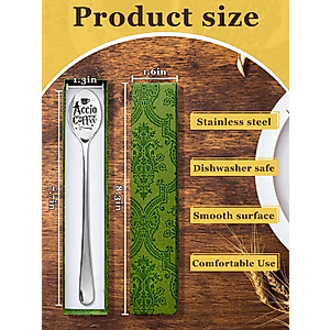 Lukifana Funny Accio Coffee Spoon, Stainless Steel Coffee Spoon Ice Cream Spoon Teaspoon Cheese Spoon, Suitable for Coffee Lovers, Bookworm Friends, Harry Potter Fans, Birthday Christmas Gifts