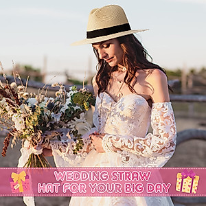 Silkfly 12 Pcs Straw Panama Roll up Hat Wide Brim Straw Panama Hat Summer Beach Hat Straw Sun Hats for Women Summer Sun Hat(Beige)