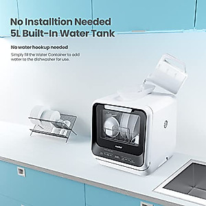 COMFEE' Portable Dishwasher Countertop, Dishwasher for Apartments& RVs & Cascade Platinum Dishwasher Pods, ActionPacs Dishwasher Detergent, Lemon, 62 Count