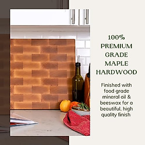 The Boardsmith Maple End Grain Cutting Board - Premium, Hand Crafted End Grain Wood Cutting Board for Kitchen - Seamless Butcher Block - Handmade Cutting Board (Medium)