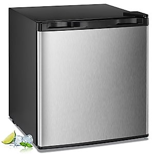 R.W.FLAME Mini Freezer Countertop, Energy Saving 1.1 Cubic Feet Single Door Compact Upright Freezer with Reversible Door (Silver)