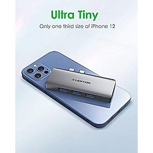 LENTION 6 in 1 USB C Hub with 1 USB C (100W PD/40Gbps Data/5k Video Output), 3 USB 3.0 & SD/Micro SD Card Reader Compatible 2016-2023 MacBook Pro 13/15/16, Mac Air(CB-CS62, Space Gray)