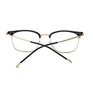 Shiratori Vintage Retro Half Frame Horn Rimmed Optics 43mm Clear Lens Glasses Gold