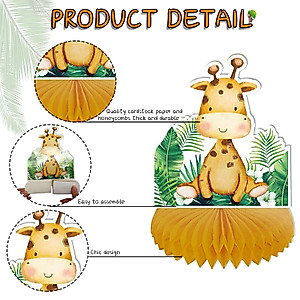 LLMSIX 9 Pcs Safari Honeycomb Centerpieces Jungle Baby Shower Decorations Safari Centerpieces for Tables Jungle Safari Animal Honeycomb Centerpieces for Jungle Safari Themed Birthday Party Supplies