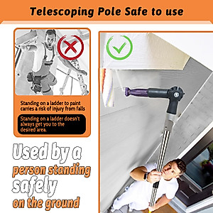 Frebuta Multi-Purpose Splice Extension Pole, 2Feet-11Feet Paint Roller Pole Long Handle with 180 Degree Swivel Head Window Squeegee Gutter Cleaning Tools Extendable Pole with Sponge Sturdy Durable