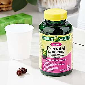 Prioritize Your Health and Baby's Development with Spring Valley Mini Prenatal Multivitamin 120 Softgels. Includes Luall Fridge Magnetic