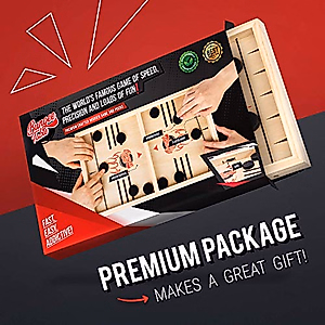 Bungee Table - Large Fast Sling Puck Game - Fast-Paced Fun for a Family Game Night or for a Party with Friends - Test Your Speed and Accuracy with This Wooden Hockey Board Game, 2 Players