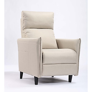 olimix Push Back Recliner Chair Fabric Reclining Chair Padded Seat Backrest, Small Recliner for Small Spaces Single Sofa Home Theater Chairs, Living Room Recliner Sofa 19.7” Seat Width (Beige)