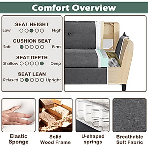 STHOUYN 85” 3 Seat Grey Couch with 2 USB, Modern Comfy Couch Sofa, Large Couches Sofas for Living Room Office, Deep Seat & Low Profile, Chenille Sofa (Grey)