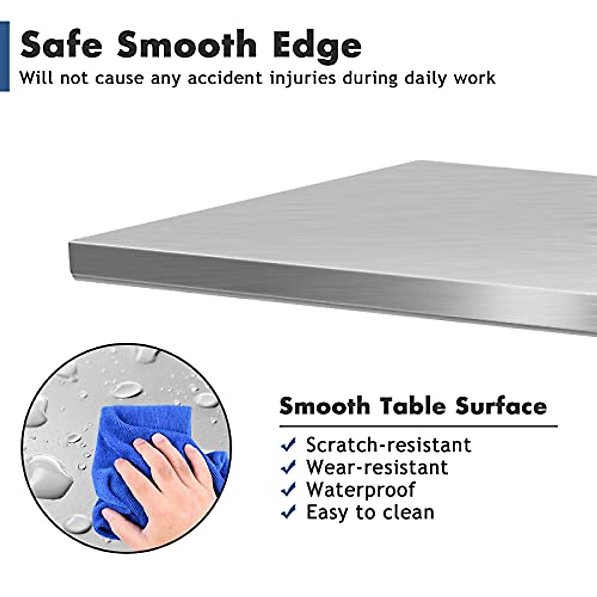 PETSITE Stainless Steel Work Table 48×30 Inch, Commercial Kitchen Prep Station Heavy Duty with Adjustable Under Shelf for Restaurant, Home, Garage and Hotel