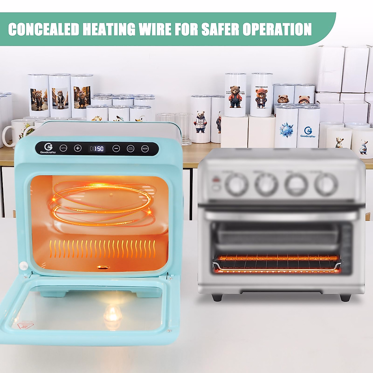 Goodcrafter Sublimation Oven Machine 110V Convection Oven for Sublimation Blanks Mugs Tumblers Cups Water Bottles Bulk Printing with Mini Heat Gun,Heat Shrink Bag,Heat Resistant Tape,Glove.