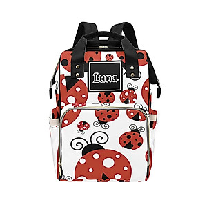 Personalized Ladybug Diaper Bag Backpack with Name Custom Mommy Nursing Baby Bags Nappy Bag Travel Daypack for Woman Gifts