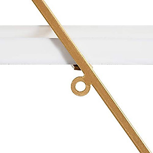 Kate and Laurel Daxton Modern Wood and Metal Wall Shelf, 31" x 32", White and Gold, Glam Wall Organization